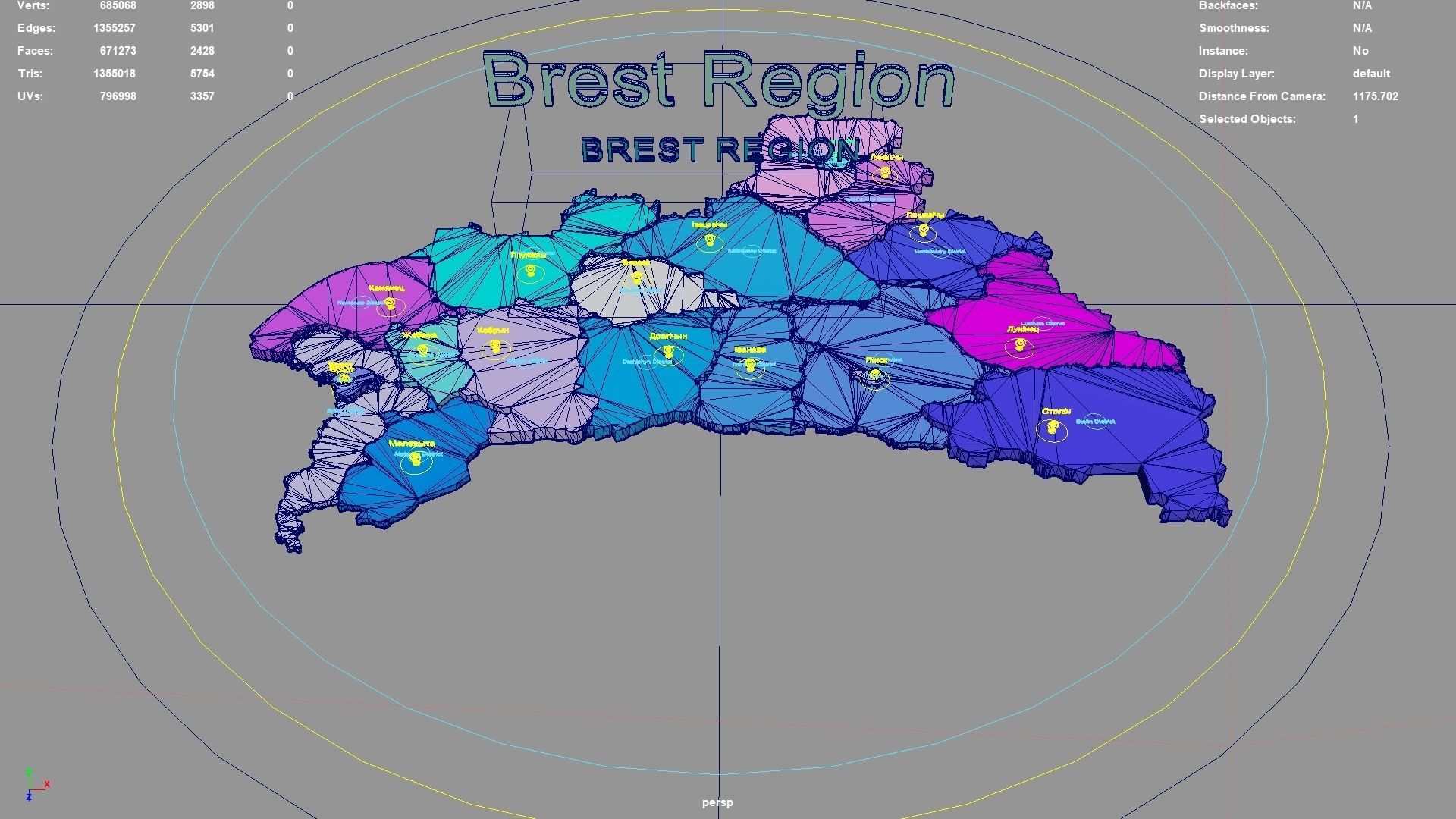 Brest Region Belarus map region geography political geographic 3D model ...
