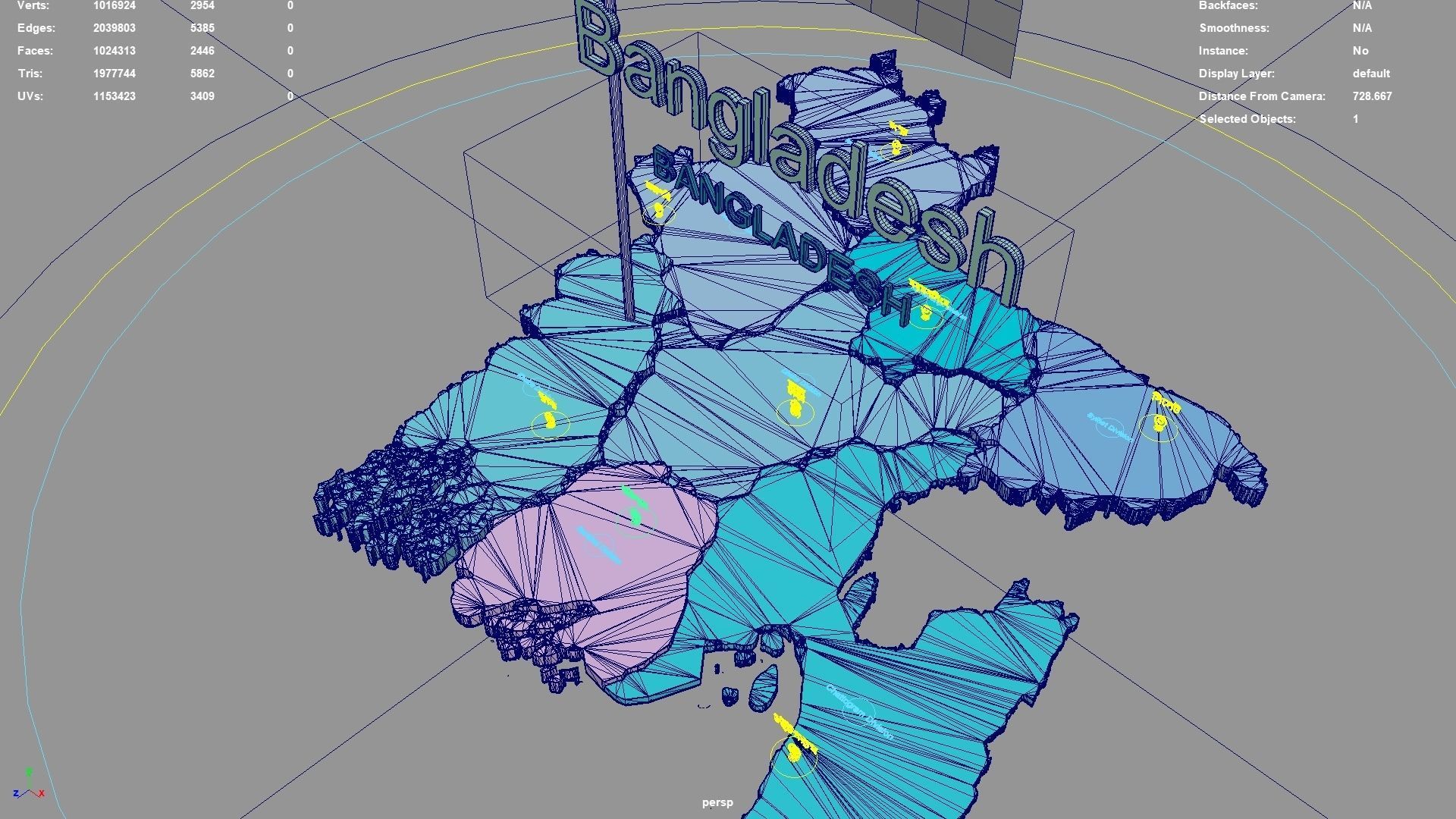 Bangladesh map region geography political geographic 3D model rigged ...