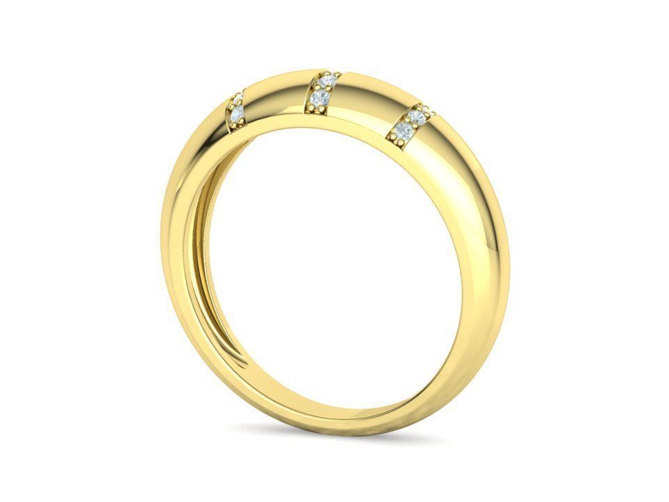 Bespoke Dome Diamond Ring 3 rows of stones 5mm wide 3D model 3D ...