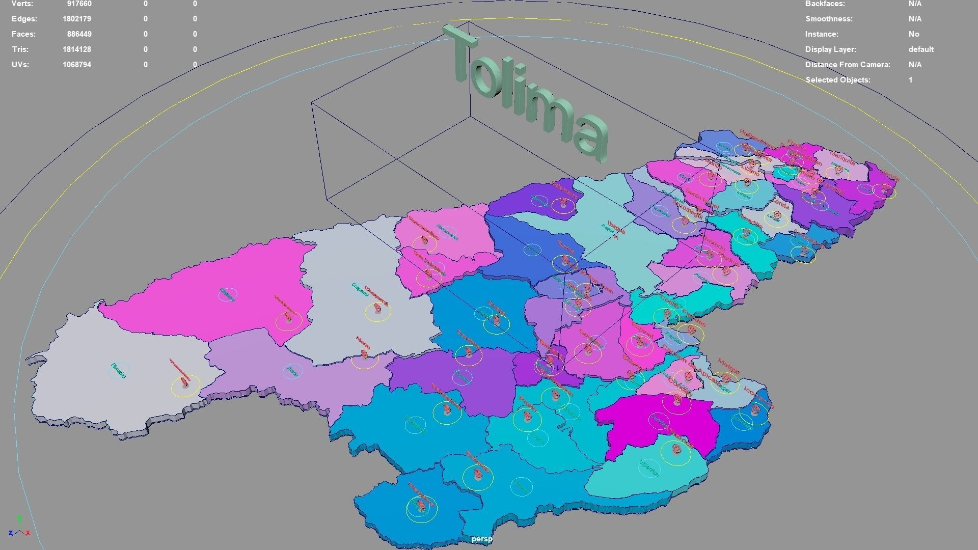 Tolima RAP Eje Cafetero Colombia map region geography 3D model rigged ...
