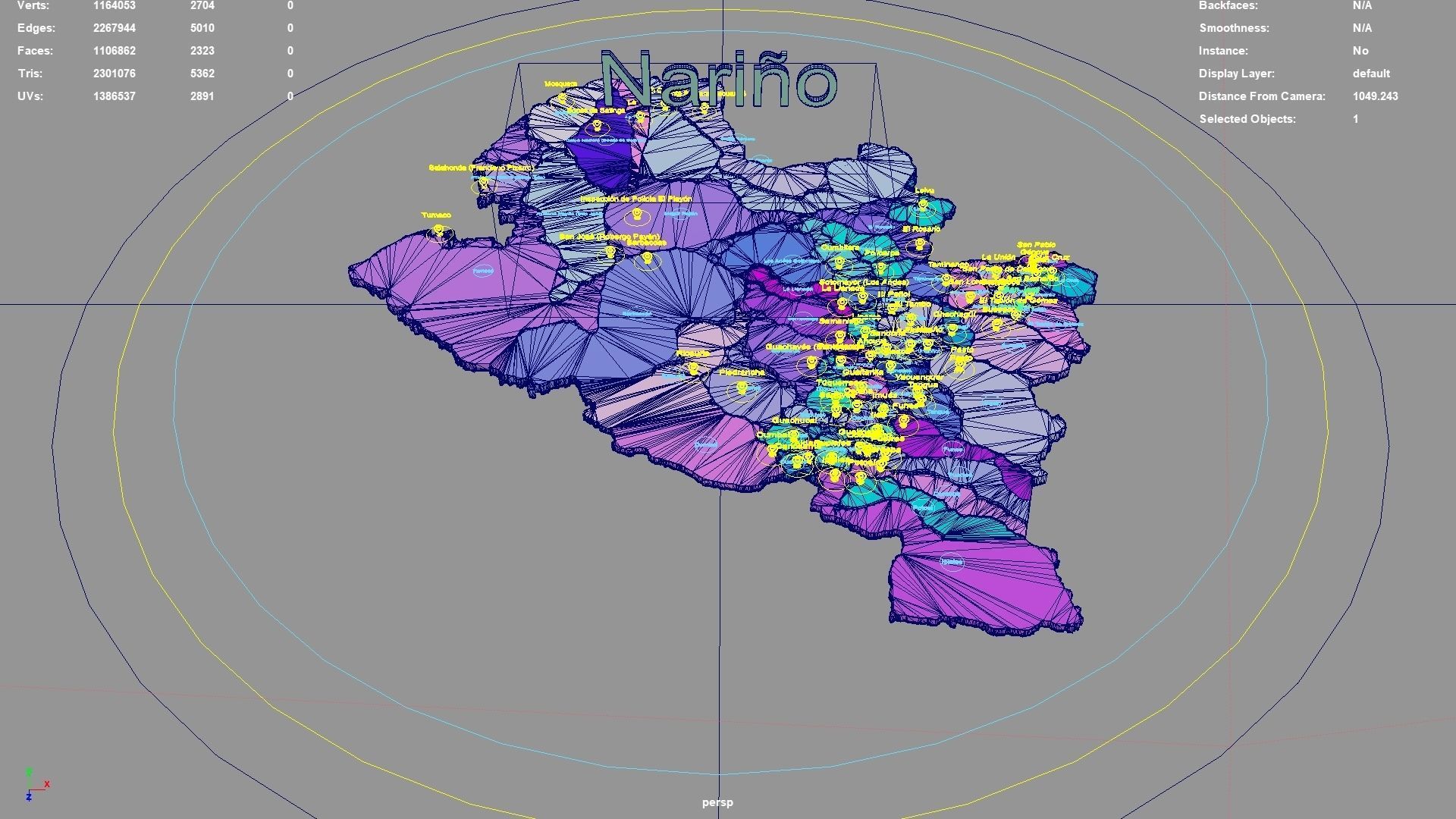 Narino RAP Pacifico Colombia map region geography political 3D model ...