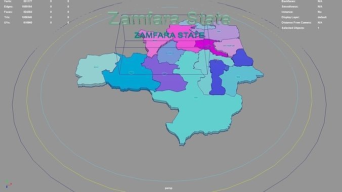 Zamfara State Nigeria map region geography political geographic 3D ...