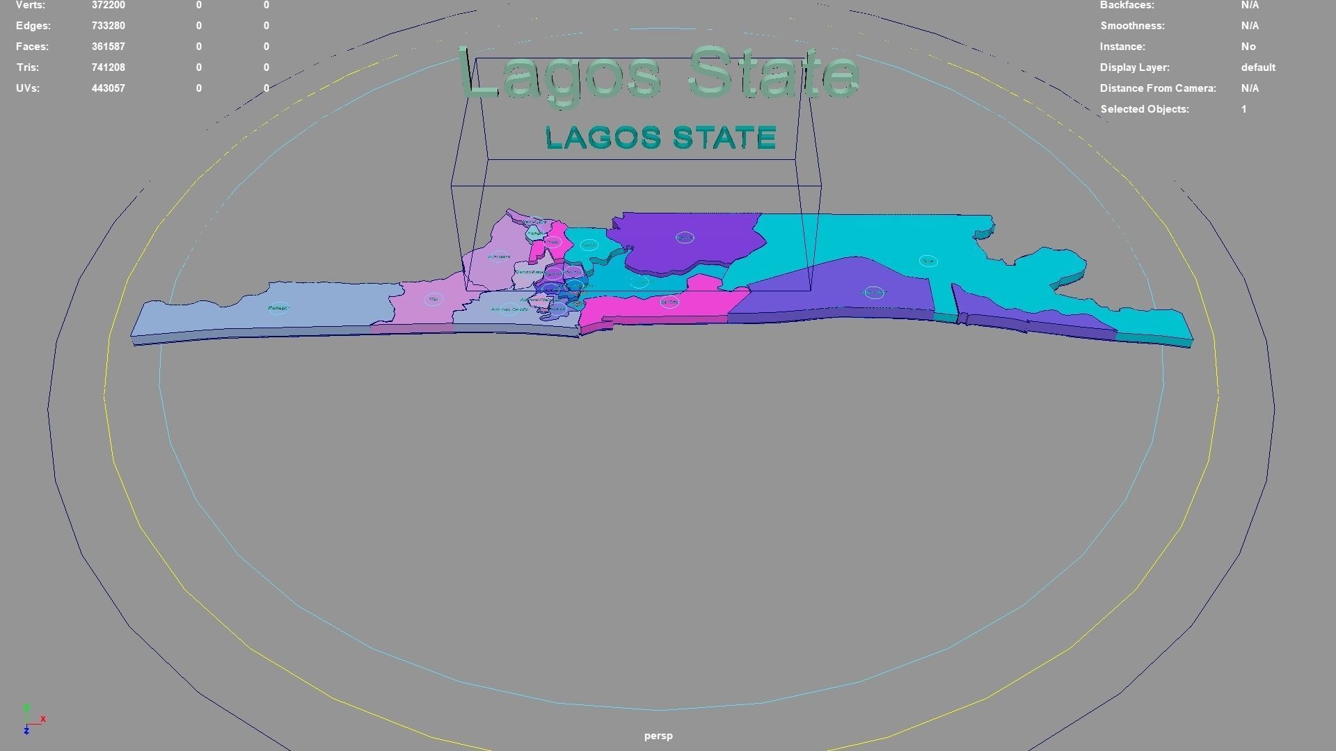 Lagos State Nigeria map region geography political geographic 3D model ...