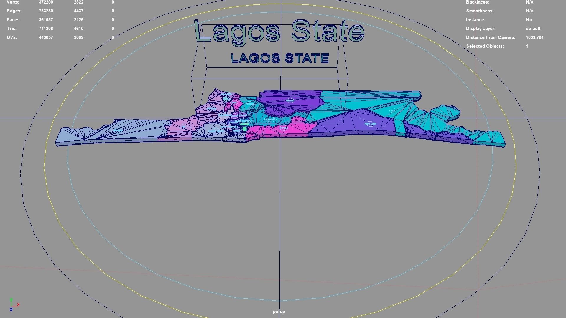 Lagos State Nigeria map region geography political geographic 3D model ...