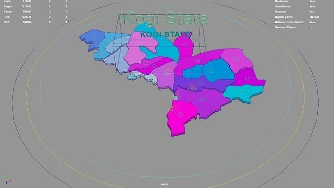 Kogi State Nigeria map region geography political geographic 3D model ...