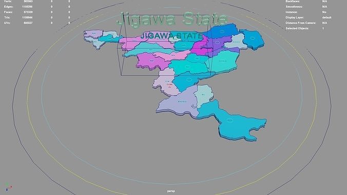 Jigawa State Nigeria map region geography political geographic 3D model rigged | CGTrader