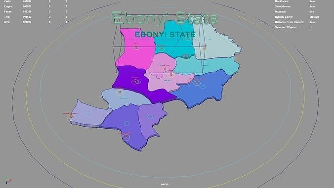 Ebonyi State Nigeria map region geography political geographic 3D model rigged | CGTrader