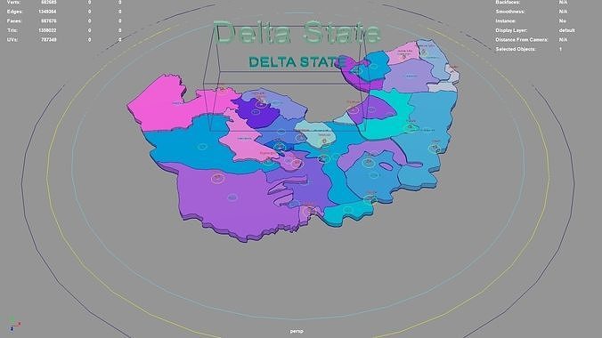 Delta State Nigeria map region geography political geographic 3D model ...