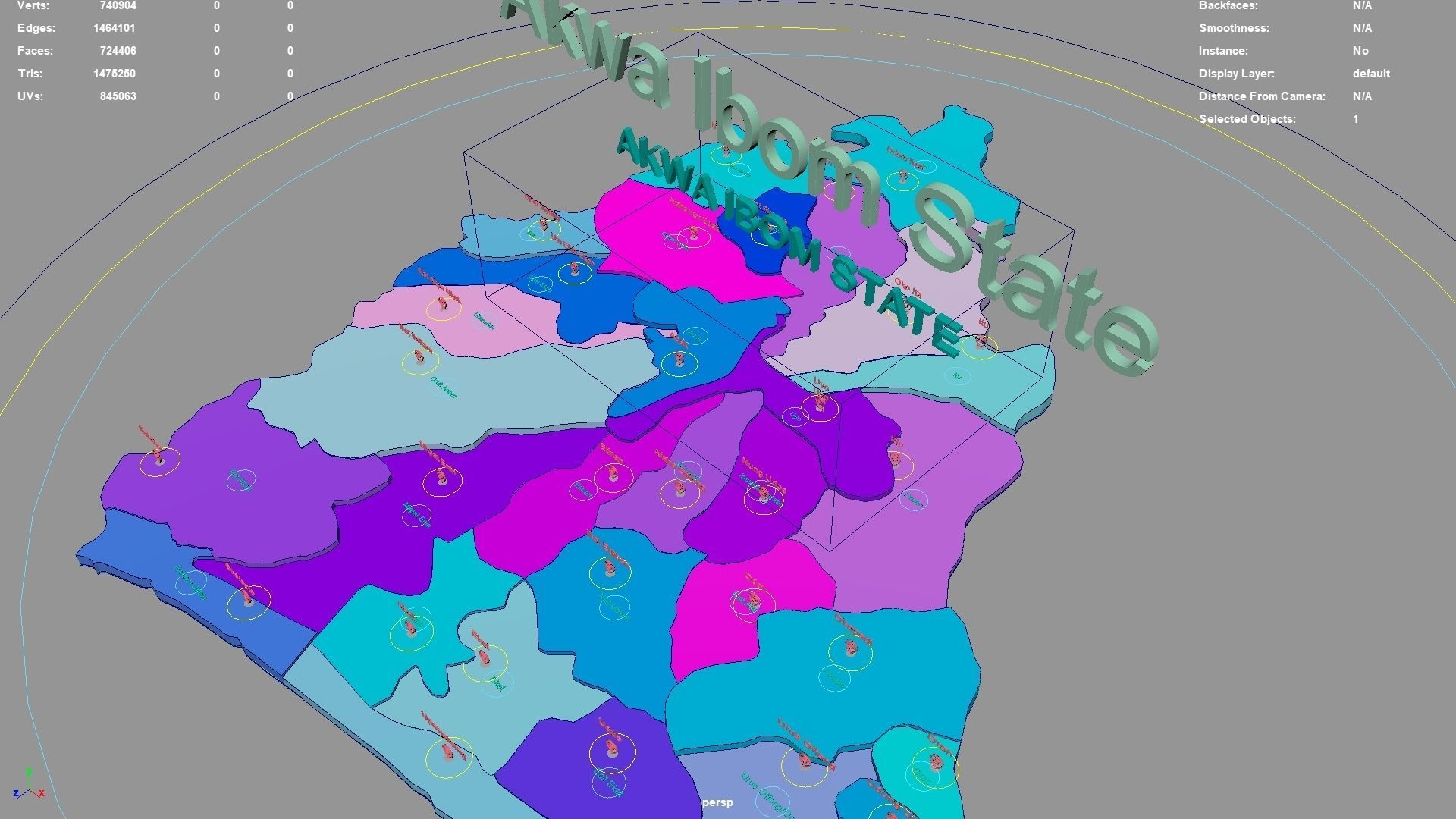 Akwa Ibom State Nigeria map region geography political 3D model rigged ...