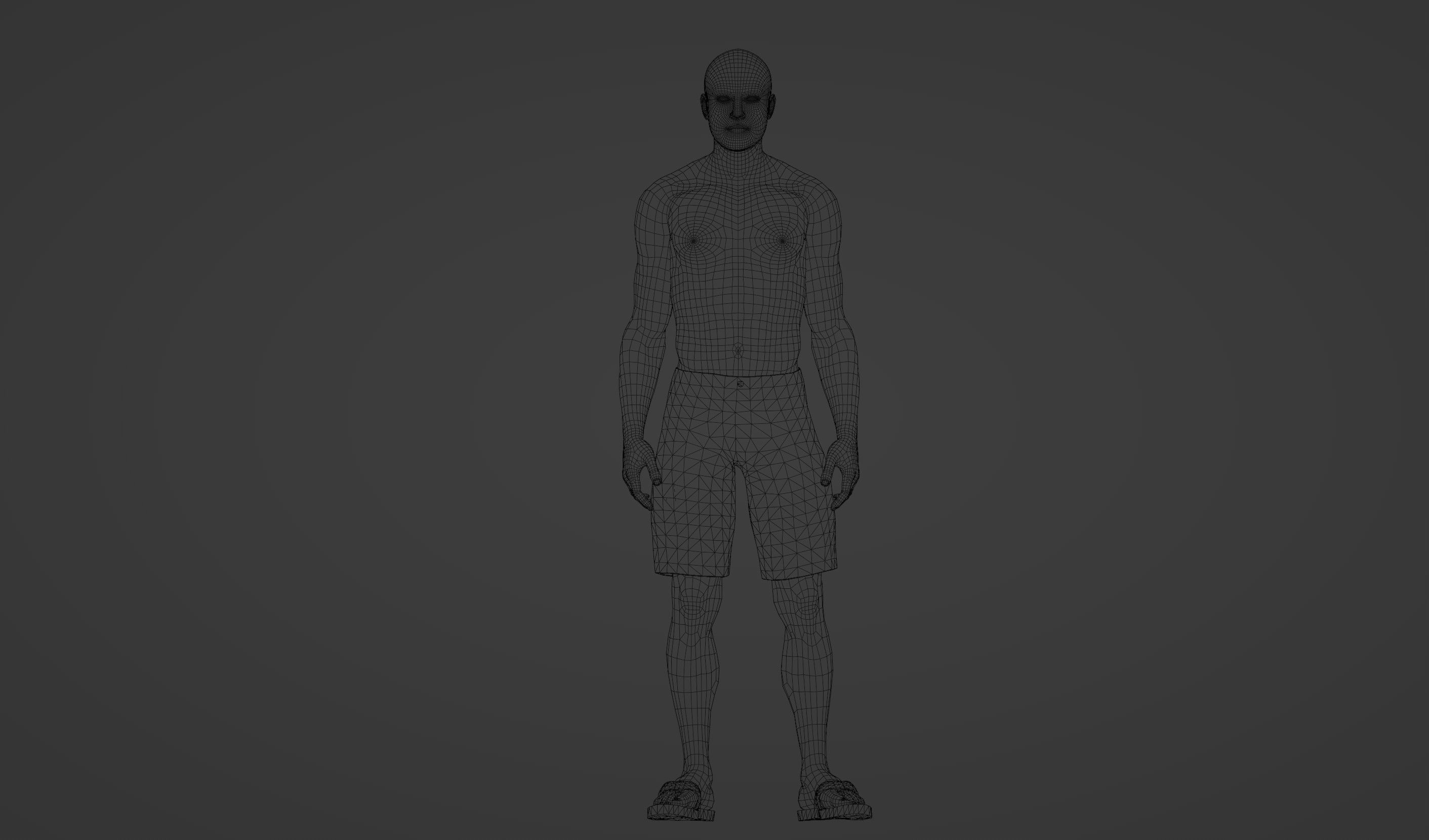Bald guy in shorts 3D model | CGTrader