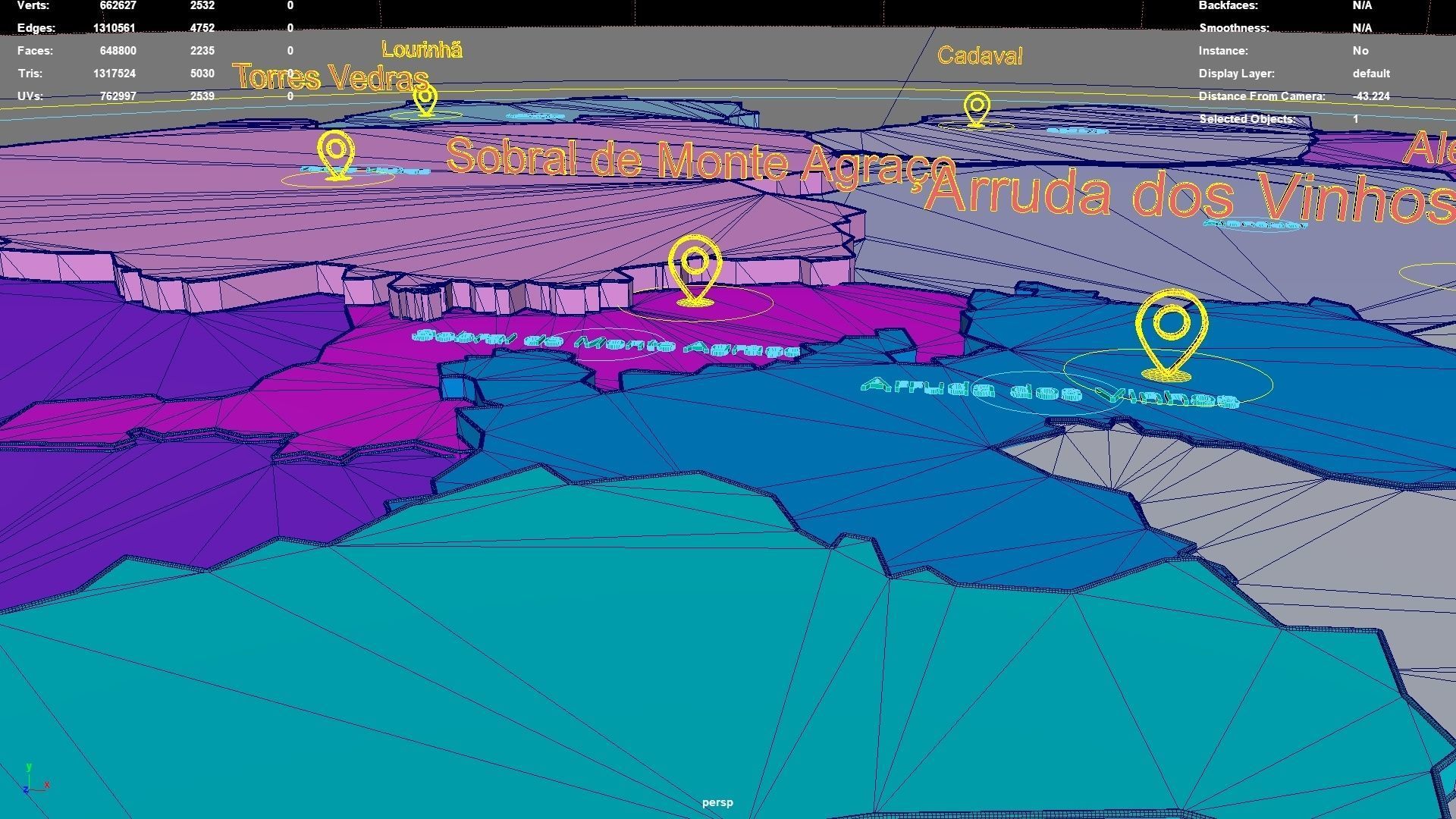 Lisbon Portugal map region geography political geographic 3D model ...