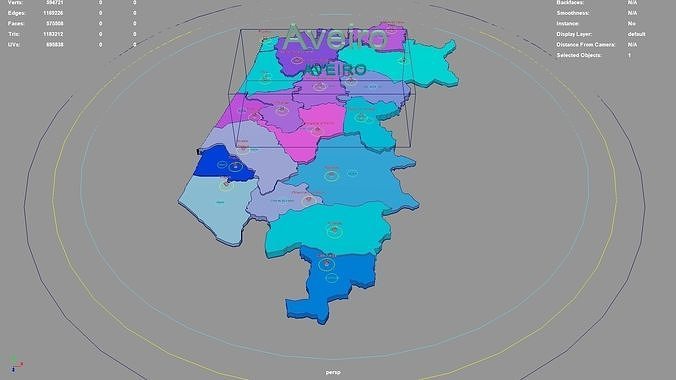 Aveiro Portugal map region geography political geographic 3D model rigged | CGTrader