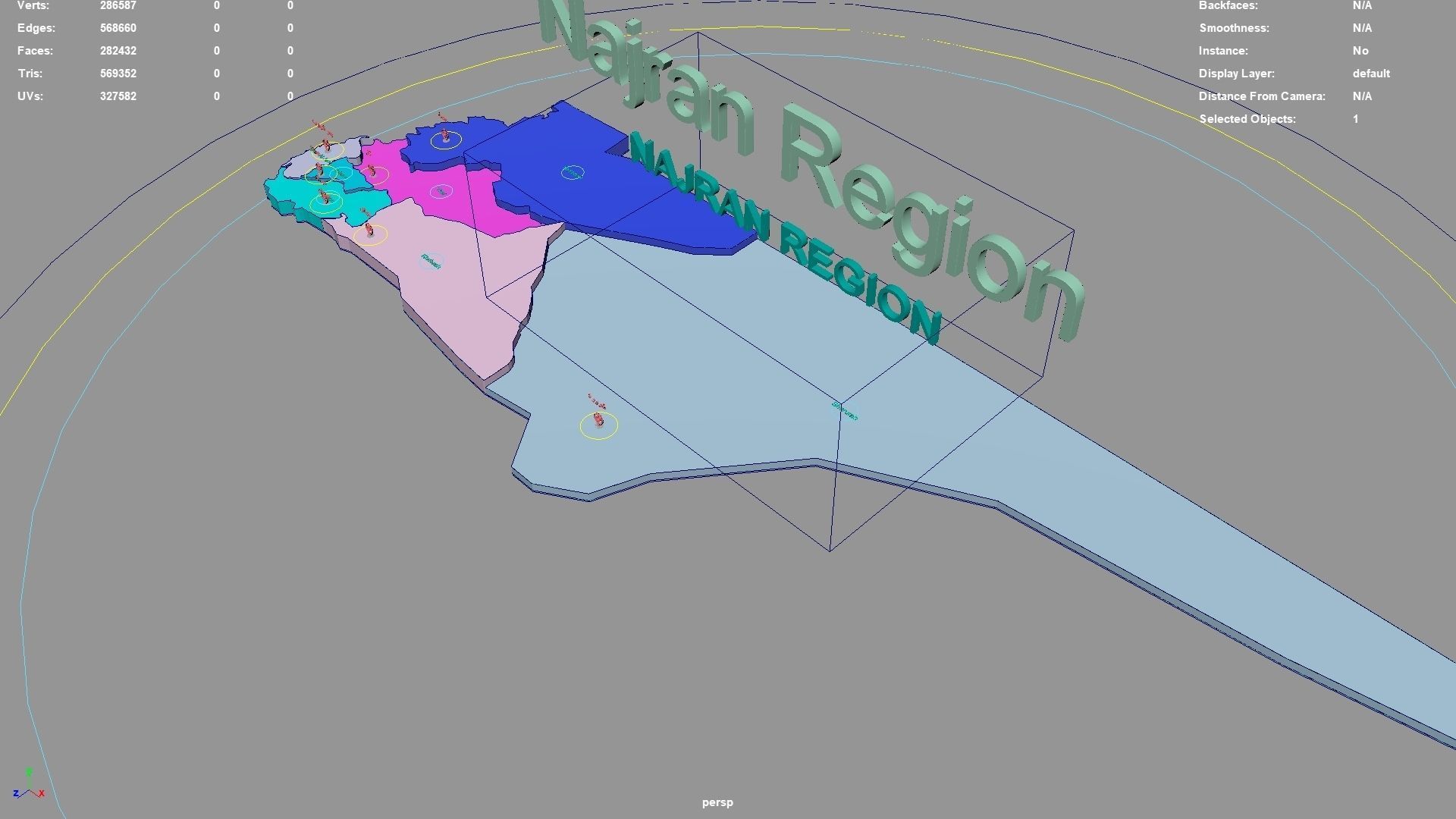 Najran Region Saudi Arabia map region geography political 3D model ...