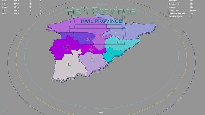 Ha il Province Saudi Arabia map region geography political 3D model ...