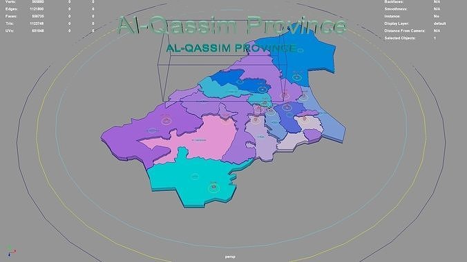 Al Qassim Province Saudi Arabia map region geography political 3D model ...