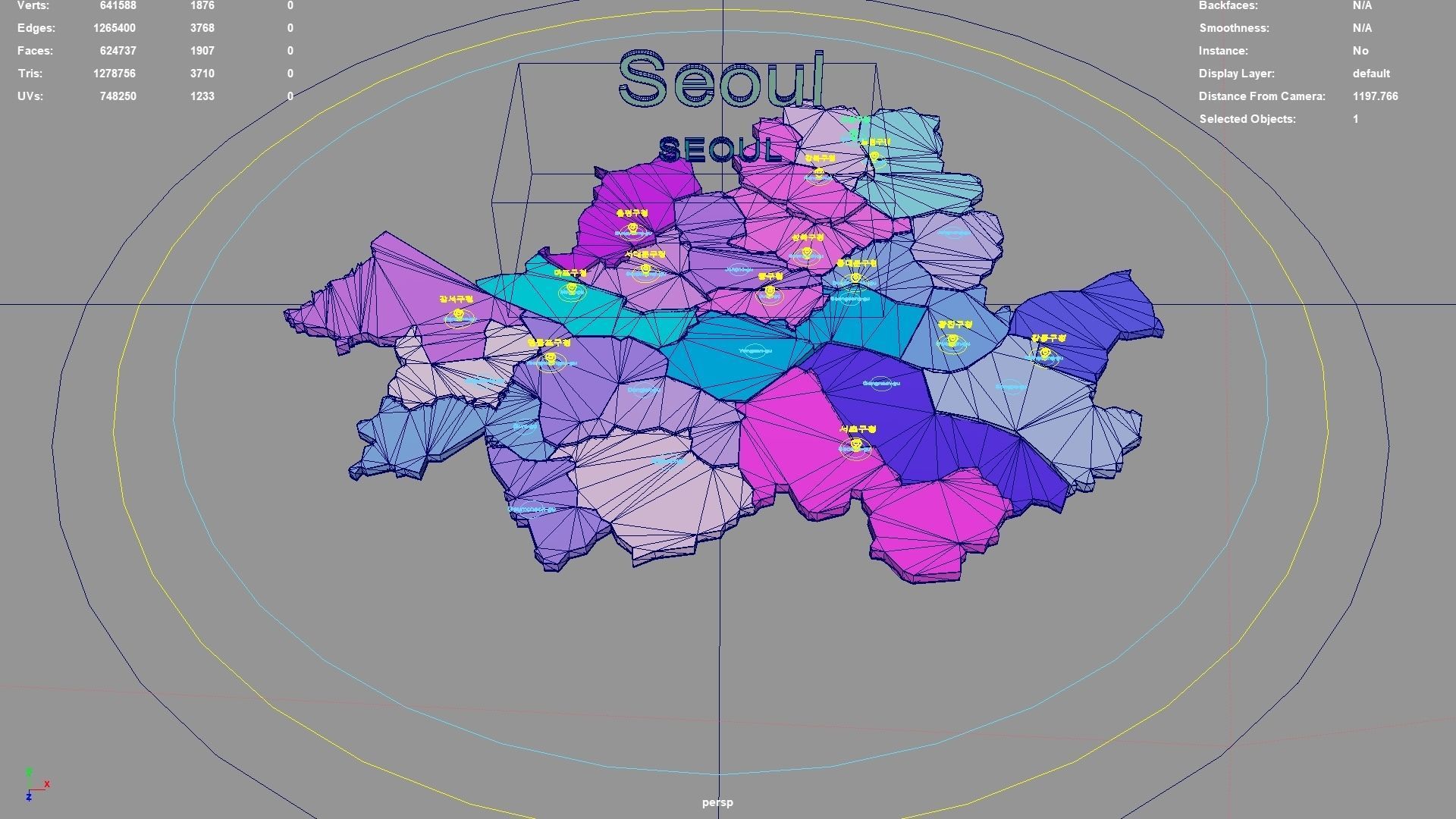 Seoul South Korea map region geography political geographic 3D model ...