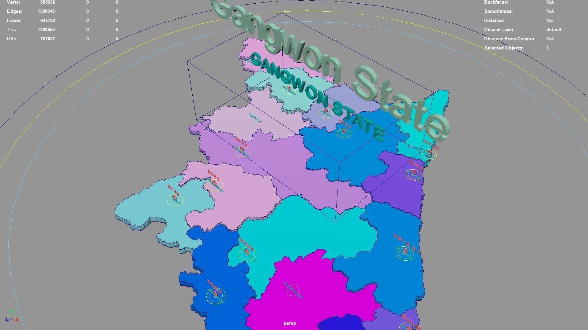 Gangwon State South Korea map region geography political 3D model ...