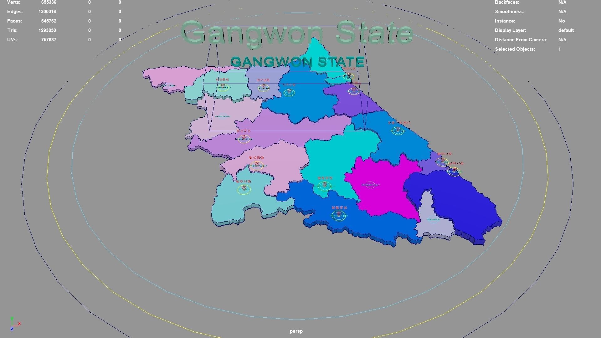 Gangwon State South Korea map region geography political 3D model ...