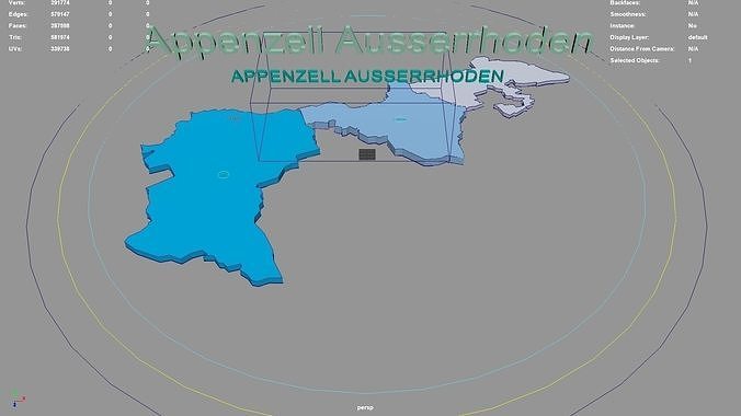 Appenzell Ausserrhoden Switzerland map region geography 3D model rigged ...