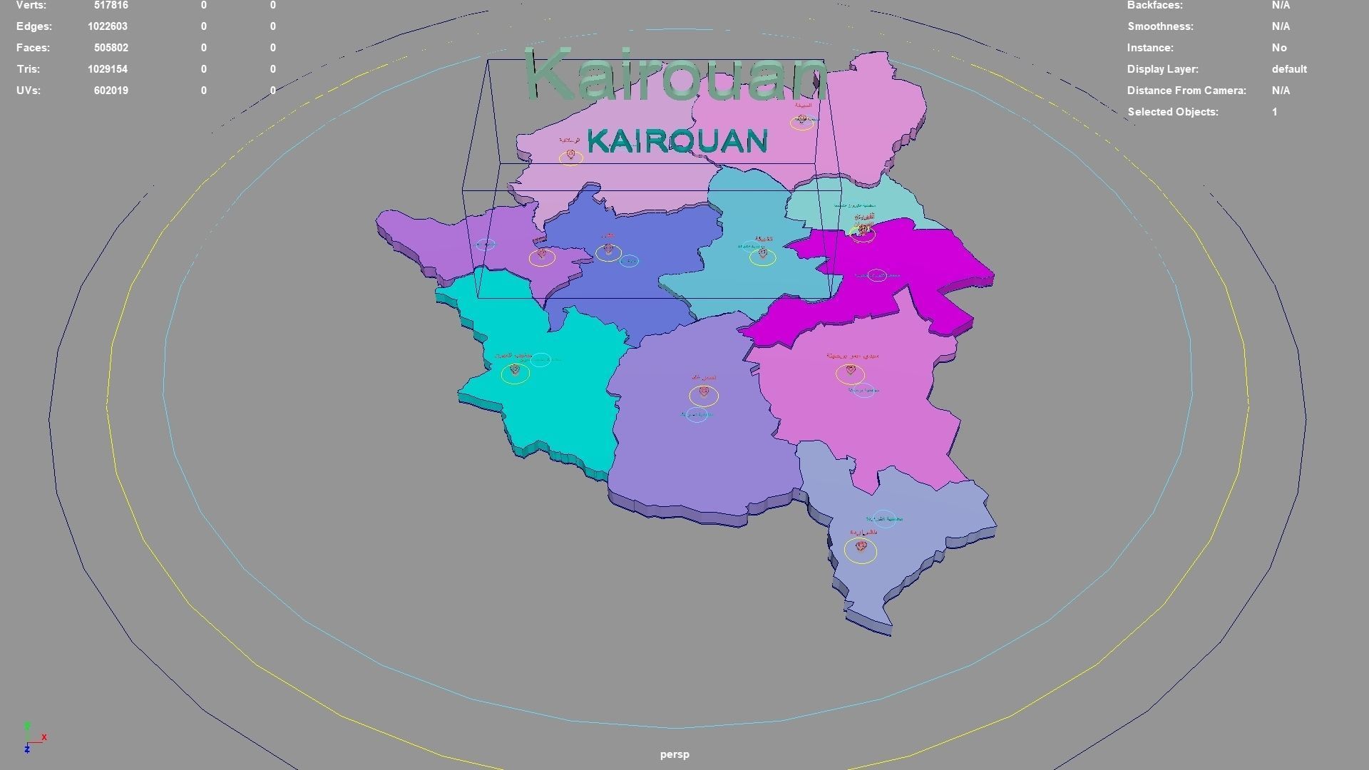 Kairouan Tunisia map region geography political geographic 3D model ...