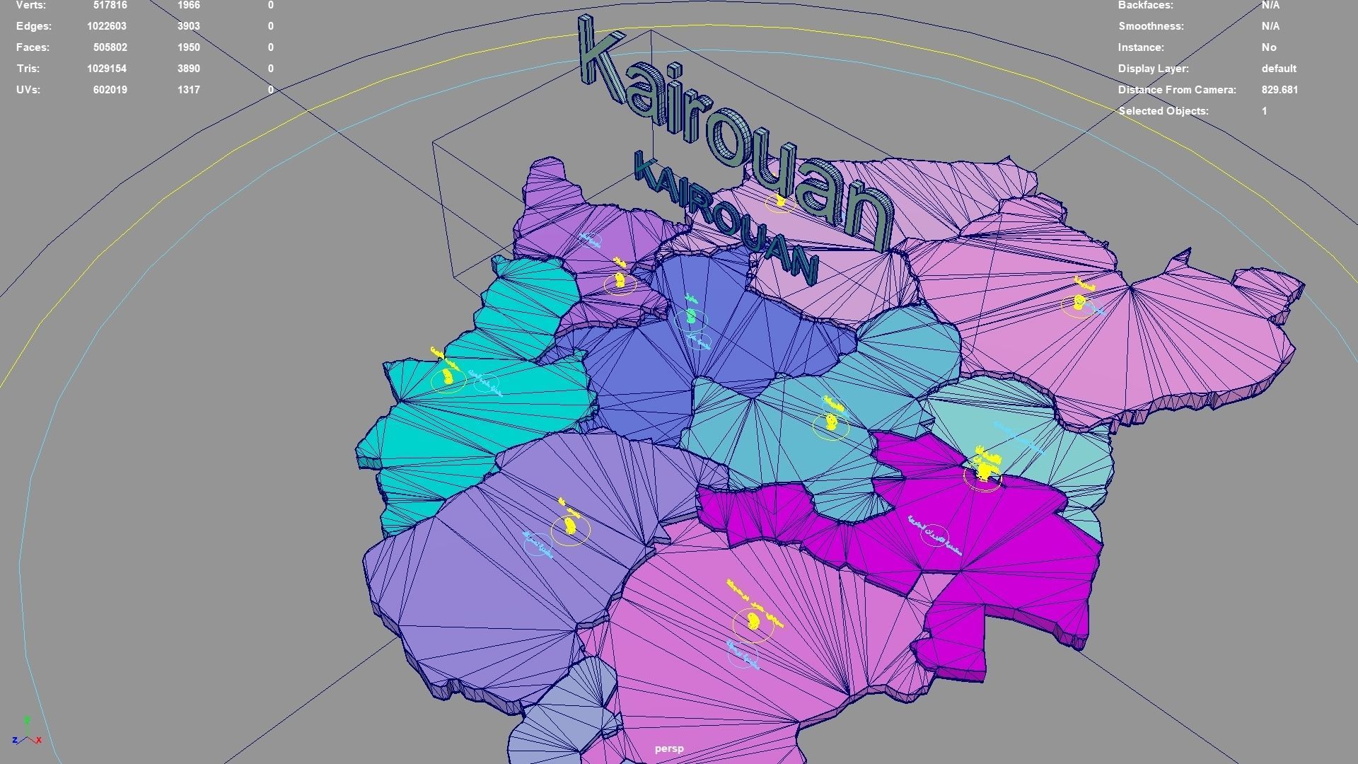 Kairouan Tunisia map region geography political geographic 3D model ...