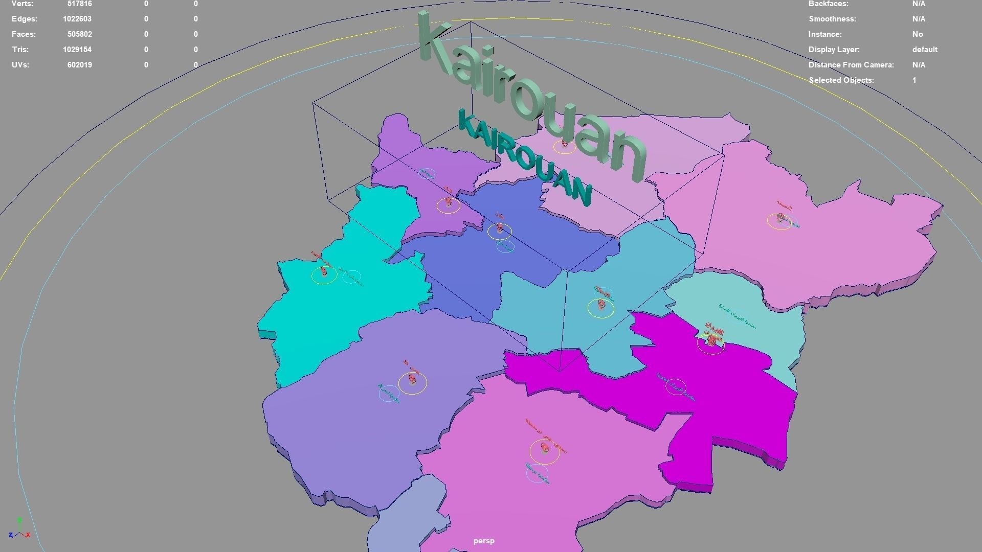 Kairouan Tunisia map region geography political geographic 3D model ...