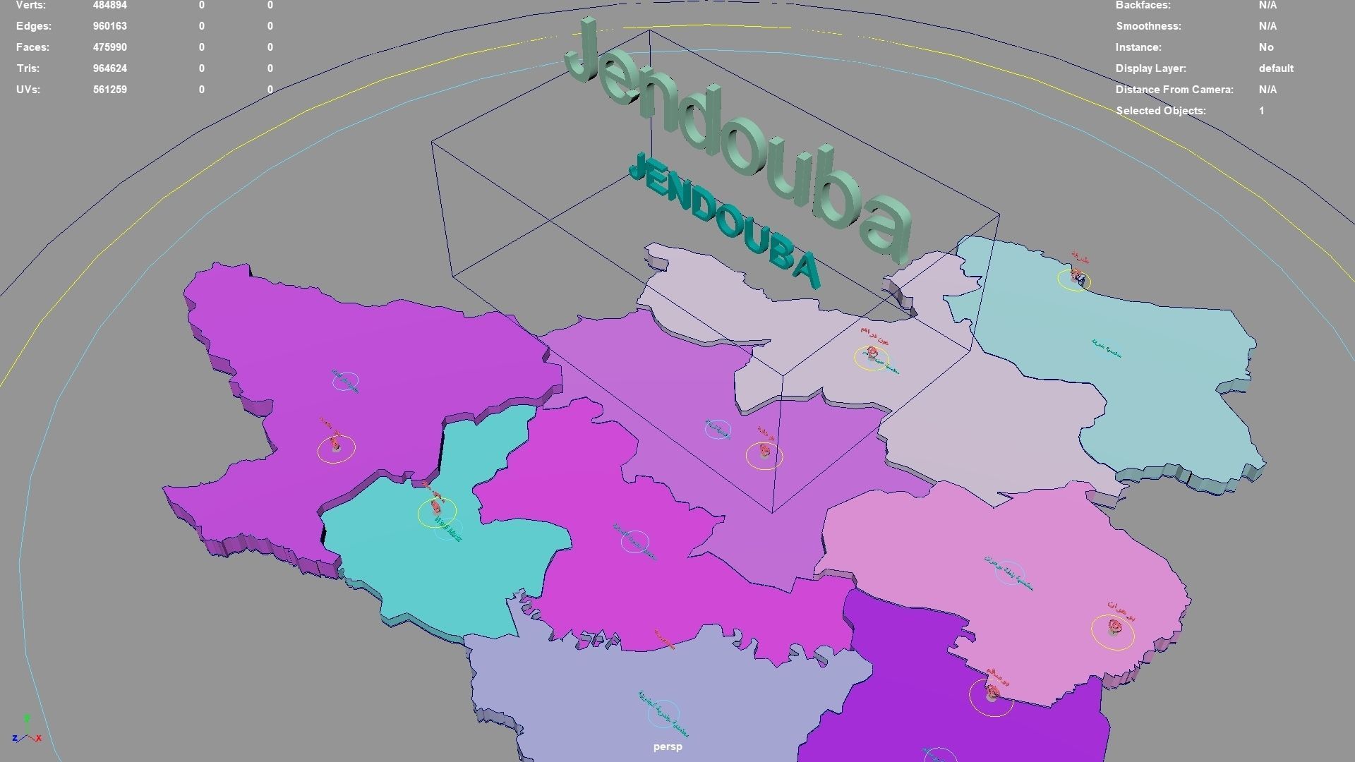 Jendouba Tunisia map region geography political geographic 3D model ...