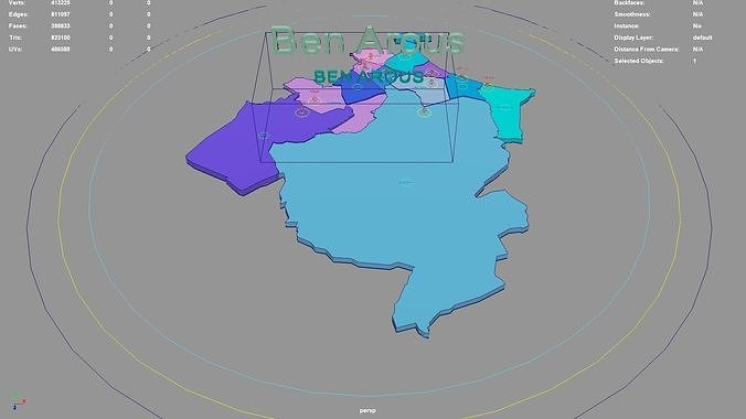 Ben Arous Tunisia map region geography political geographic 3D model rigged | CGTrader