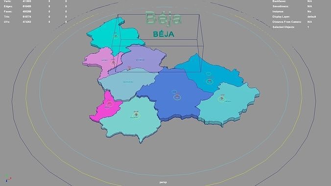 Beja Tunisia map region geography political geographic 3D model rigged ...