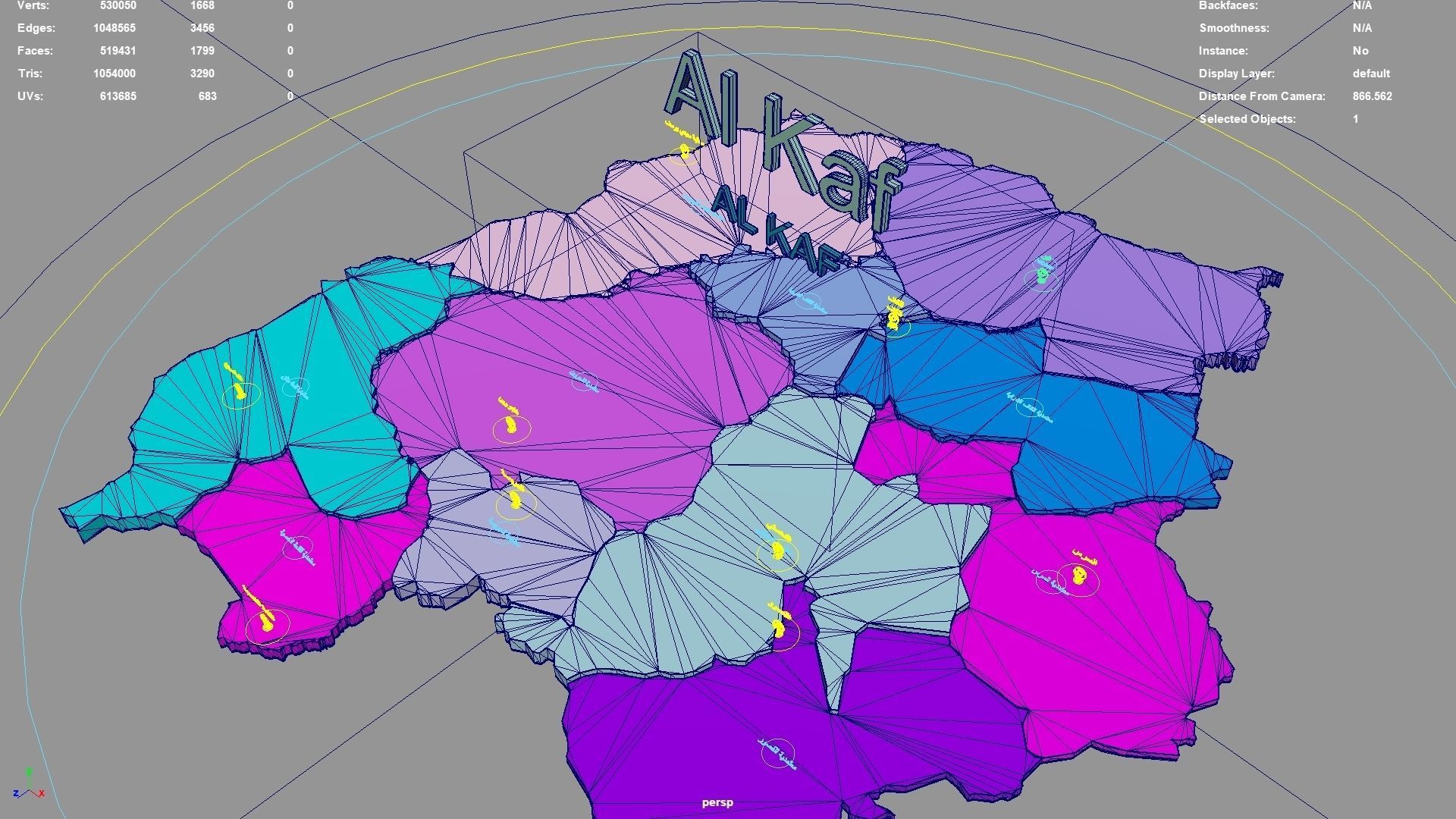 Al Kaf Tunisia map region geography political geographic 3D model ...
