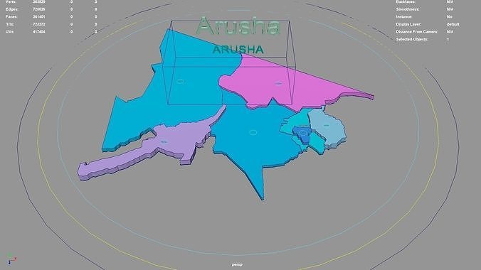 Arusha Northern Zone Tanzania map region geography political 3D model ...