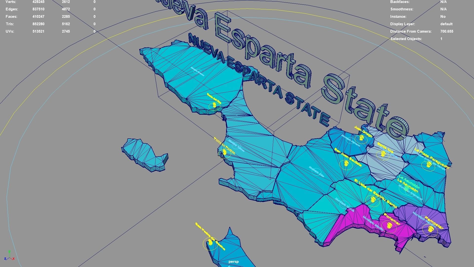 Nueva Esparta State Venezuela map region geography political 3D model ...