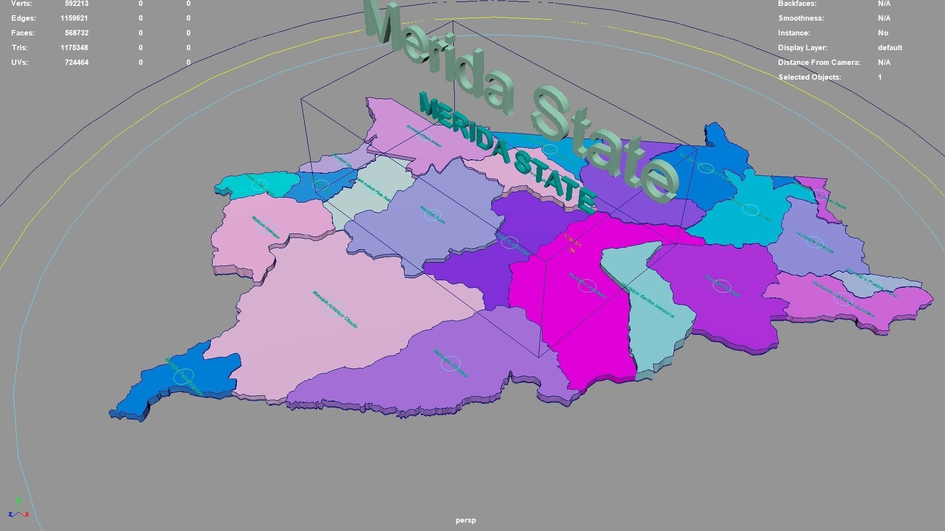 Merida State Venezuela map region geography political 3D model rigged ...