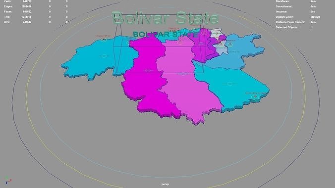 Bolivar State Venezuela map region geography political 3D model rigged ...