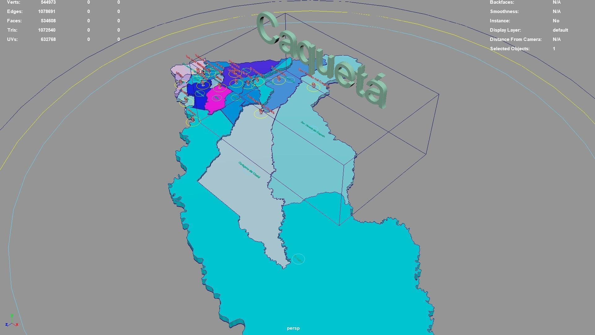 Caqueta RAP Amazonia Colombia map region geography political 3D model ...