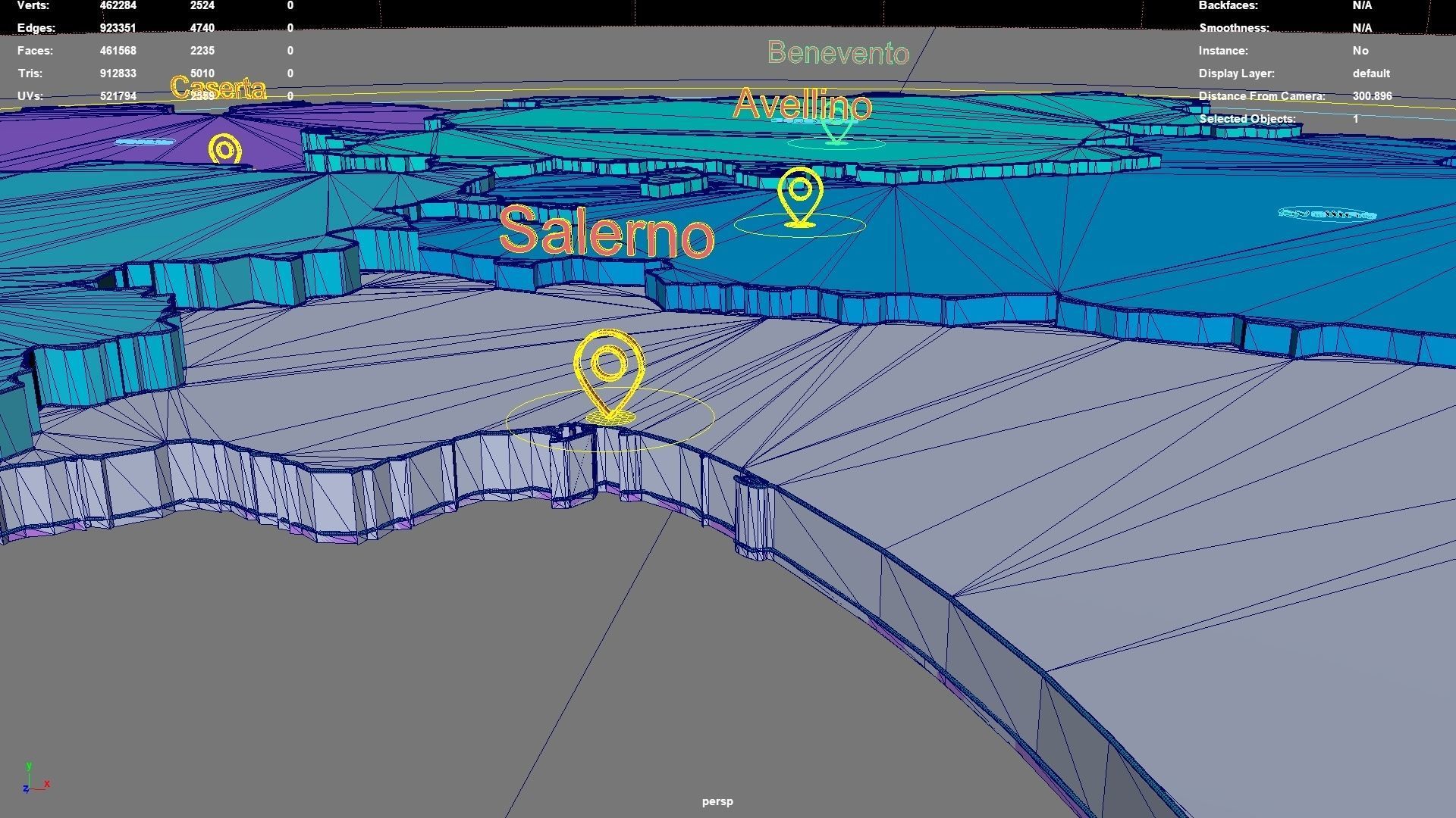 Campania Italy map region geography political geographic 3D model ...