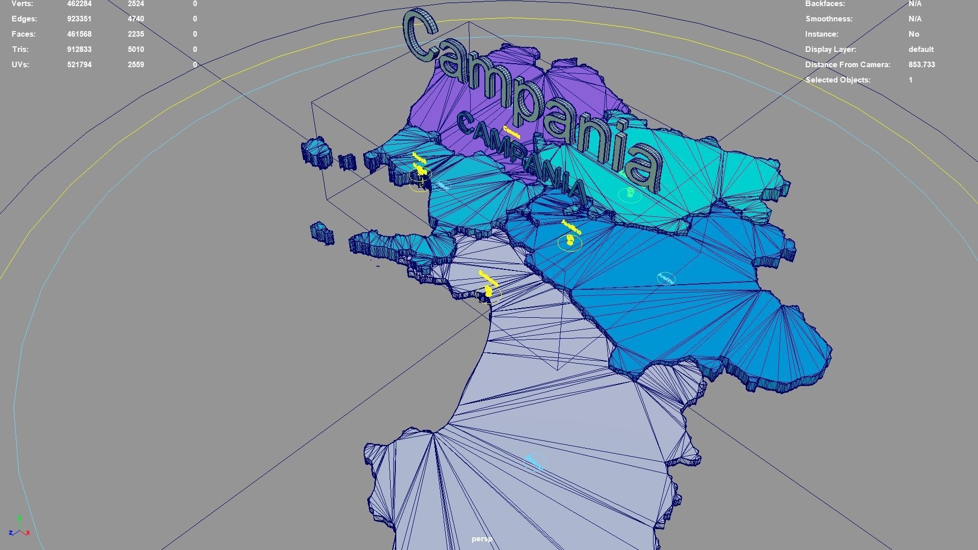 Campania Italy map region geography political geographic 3D model ...