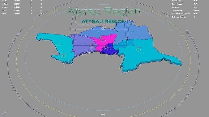 Atyrau Region Kazakhstan map region geography political 3D model rigged ...