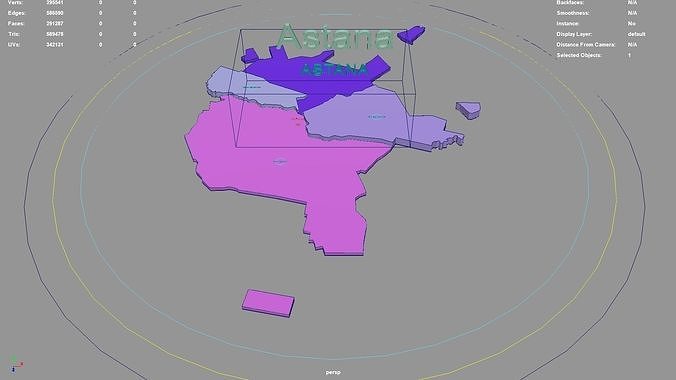 Astana Kazakhstan map region geography political geographic 3D model ...