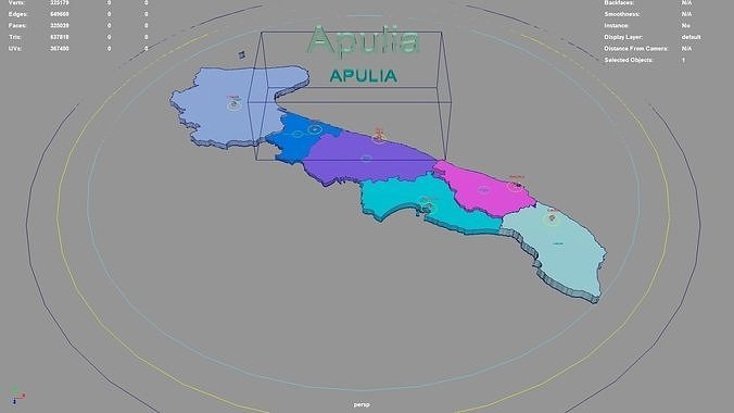 Apulia Italy map region geography political geographic 3D model rigged ...