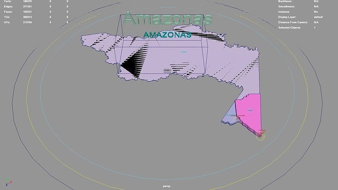 Amazonas RAP Amazonia Colombia map region geography political 3D model ...