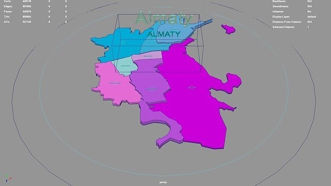 Almaty Kazakhstan map region geography political geographic 3D model ...
