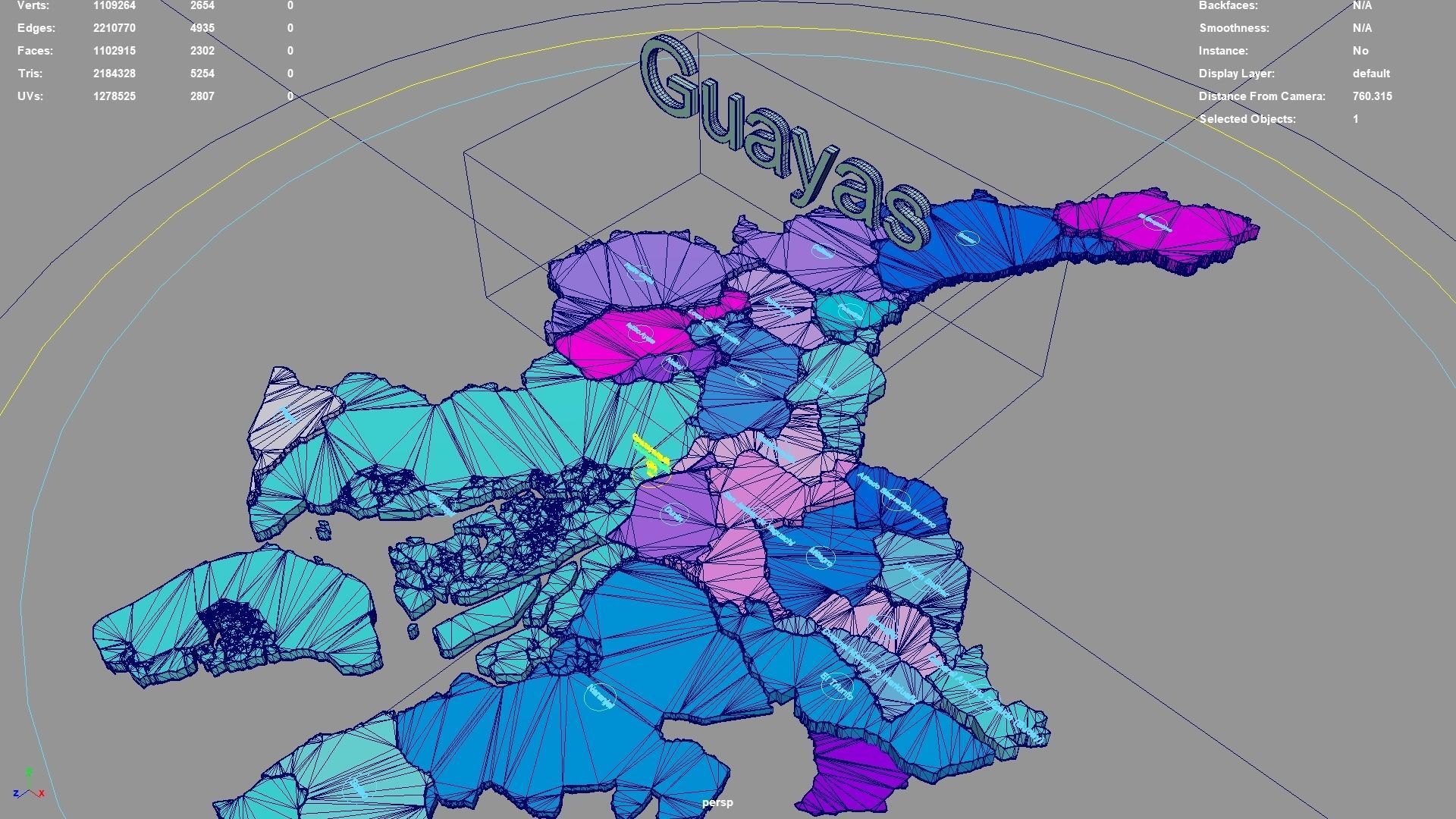 Guayas Ecuador map region geography political geographic 3D model ...