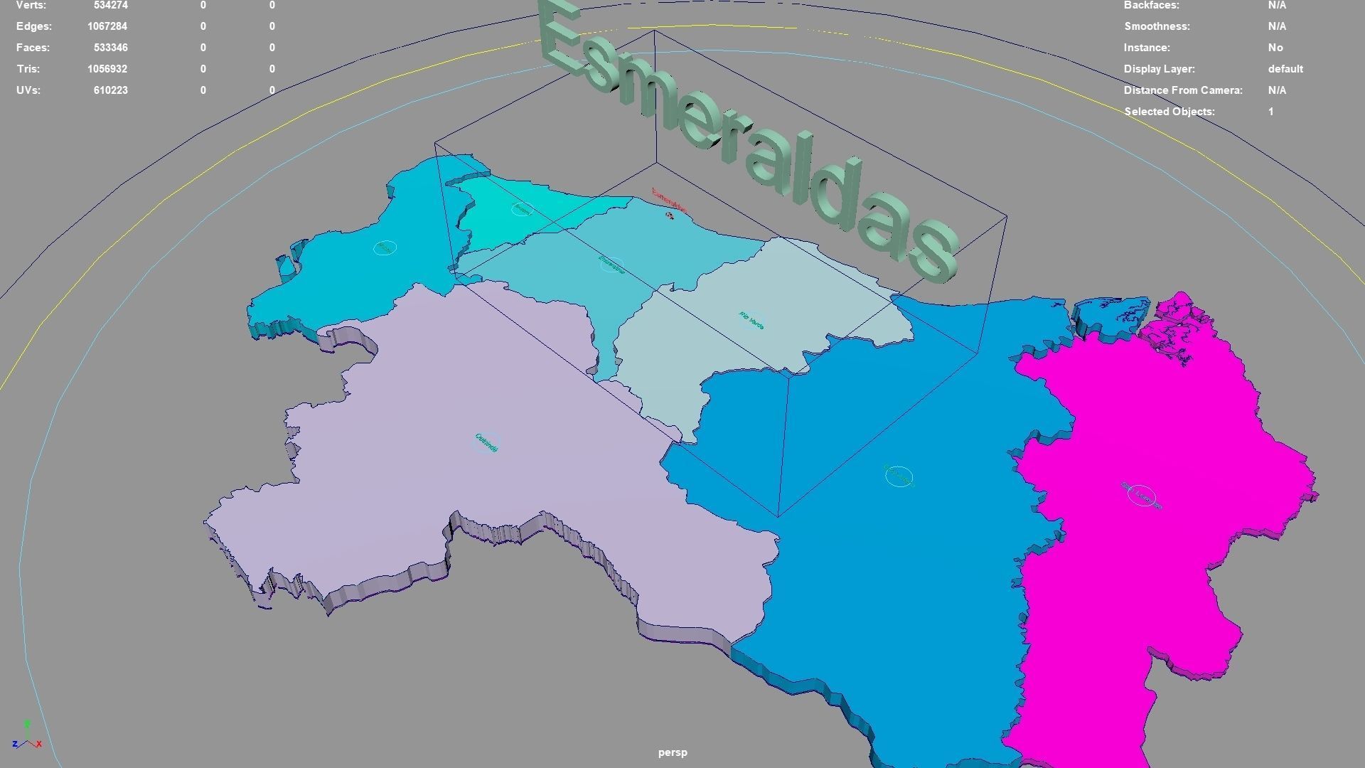 Esmeraldas Ecuador map region geography political geographic 3D model ...