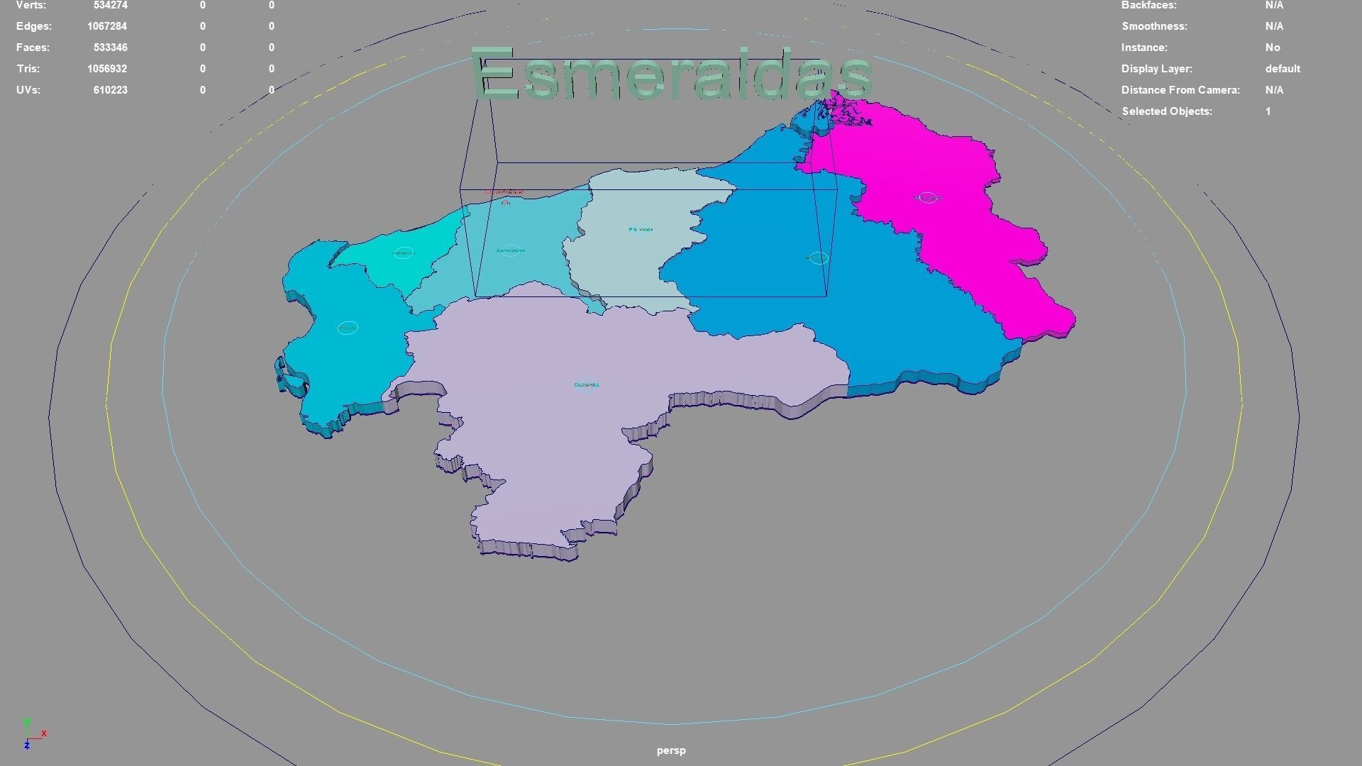 Esmeraldas Ecuador map region geography political geographic 3D model ...