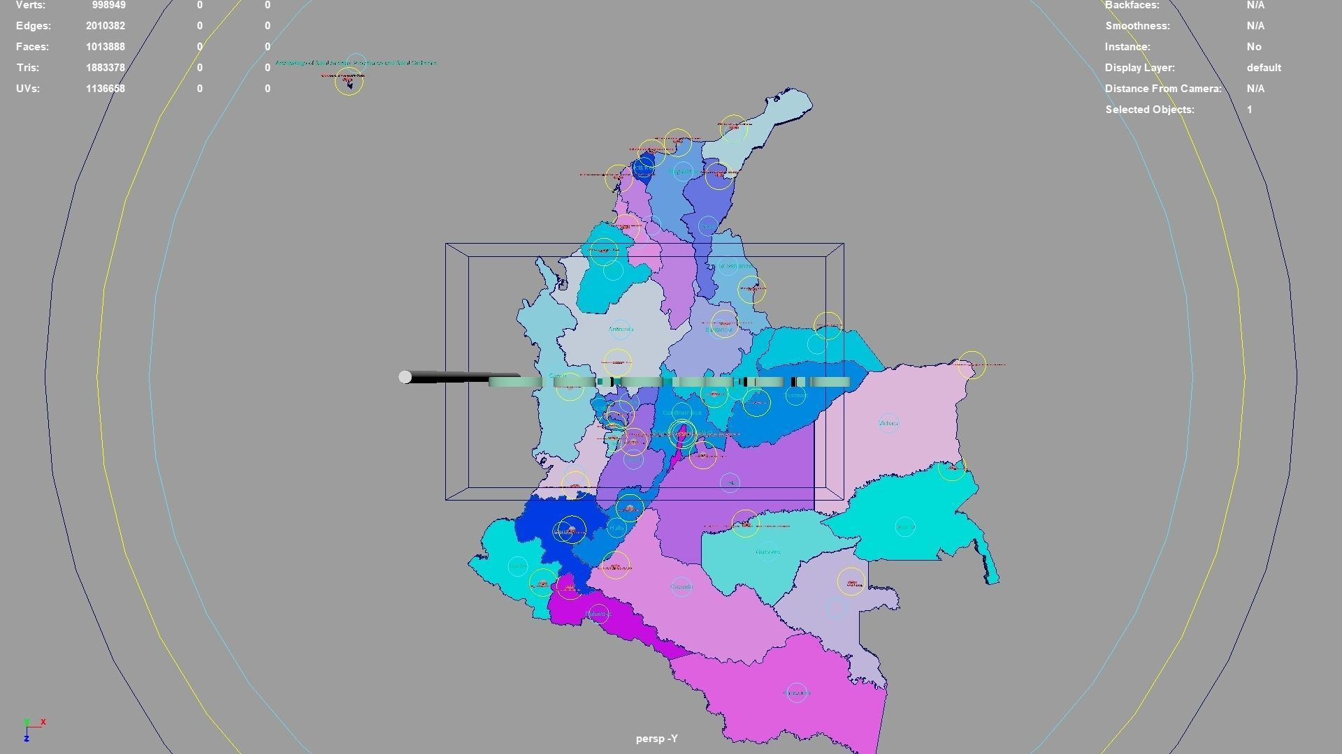 Colombia map region geography political geographic 3D model rigged ...