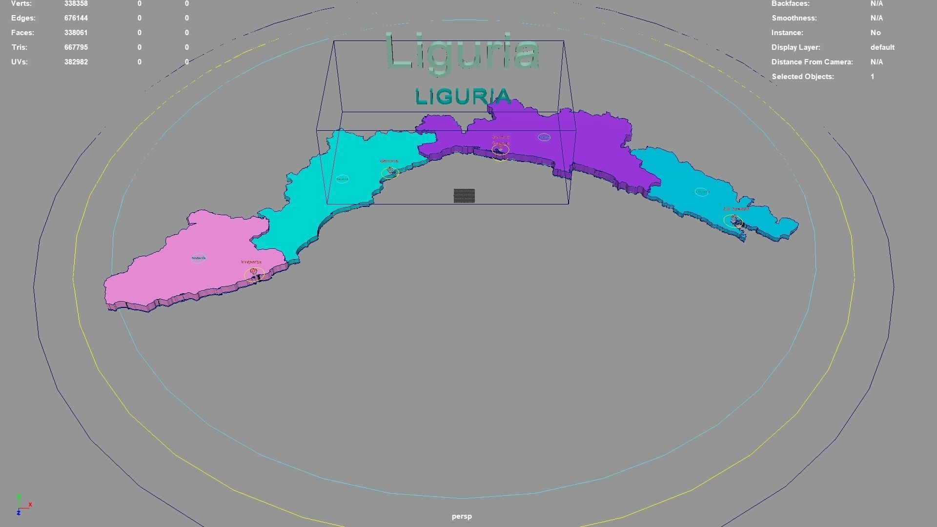 Liguria Italy map region geography political geographic 3D model rigged | CGTrader