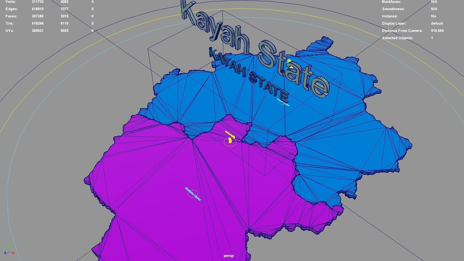 Kayah State Myanmar map region geography political geographic 3D model ...