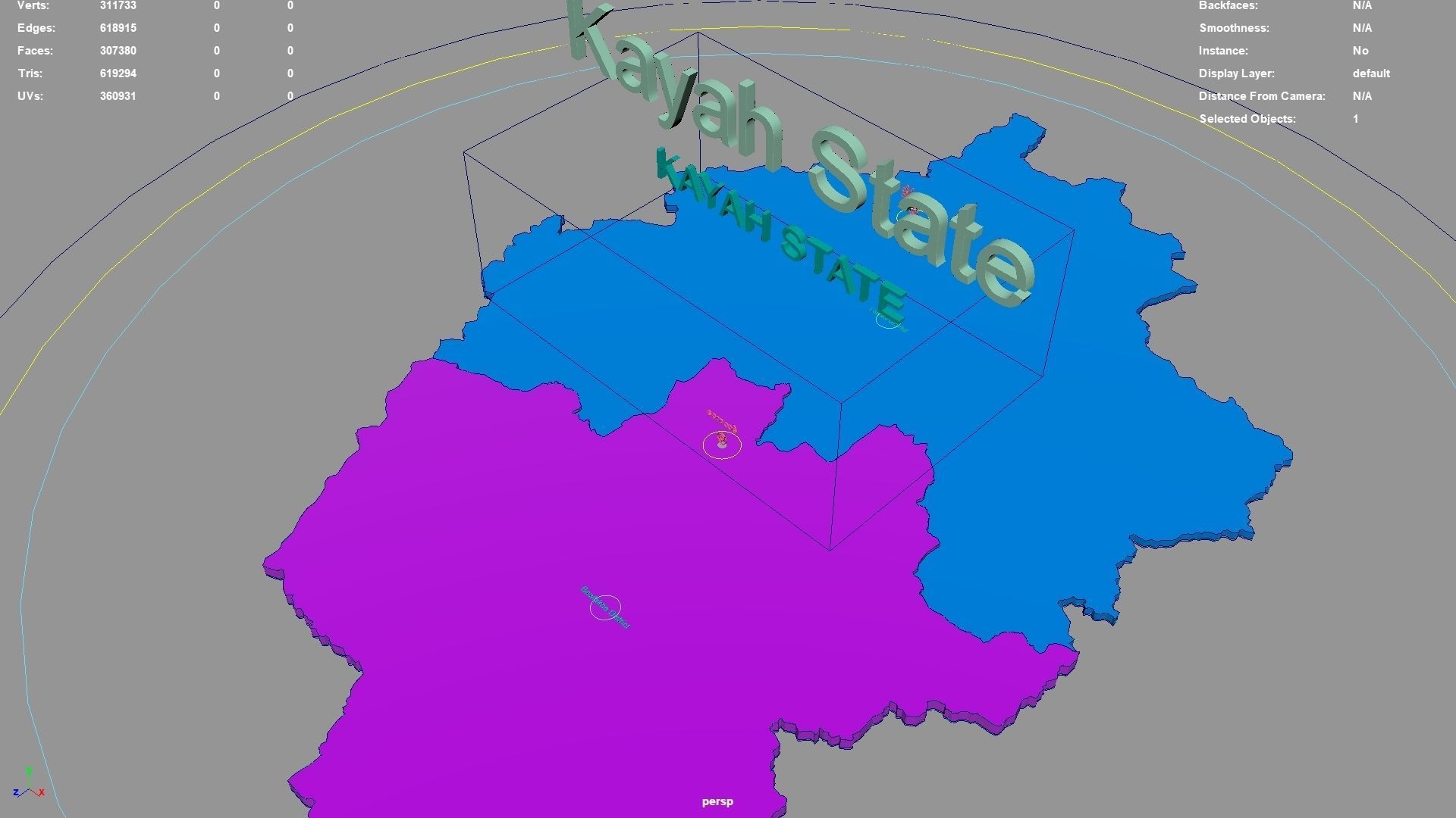 Kayah State Myanmar map region geography political geographic 3D model ...