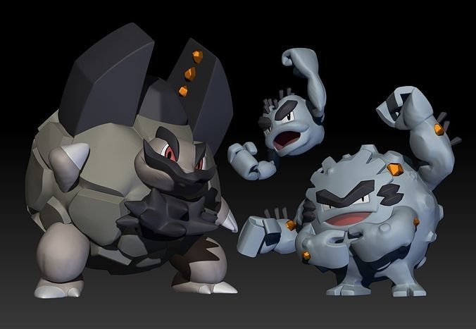 Pokemon Alolan Geodude Graveler Golem 3D model 3D printable | CGTrader